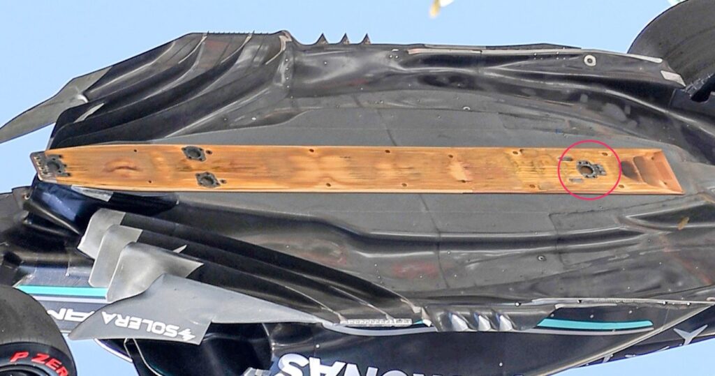 【F1技術学】プランク（スキッドブロック）の厚さは穴で測定するがチタン製留め具が守る！ | F1モタスポGP